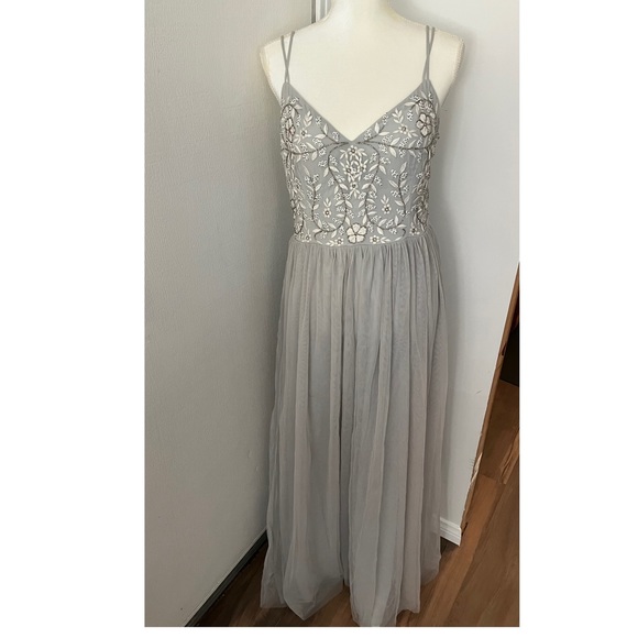 BHLDN | Dresses | Bhldn Elowen Embroidered Dress In Color Fog | Poshmark